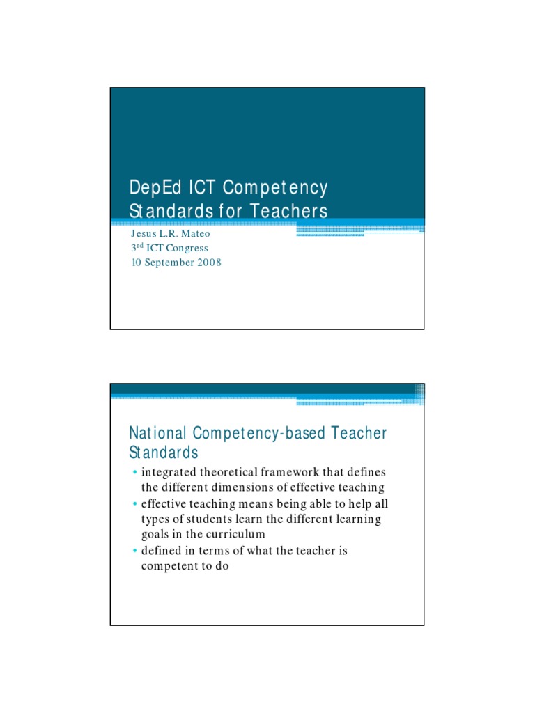 DepEd ICT Competency Standards for Teachers | PDF | Educational ...