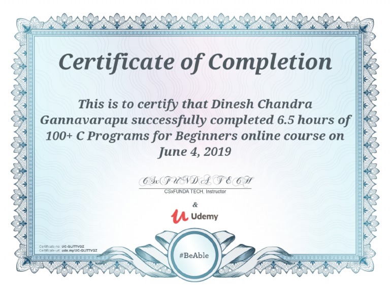 Udemy C Certificate | PDF