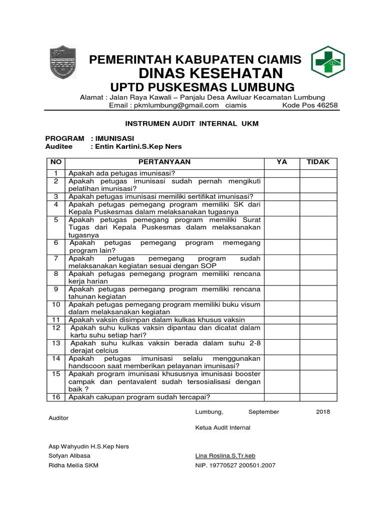 Instrumen Audit Internal | PDF