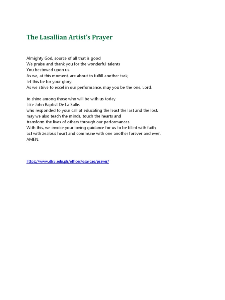 La Salle Prayer | PDF | Religion & Spirituality