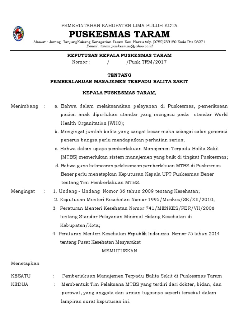 SK Pembelakuan MTBS | PDF