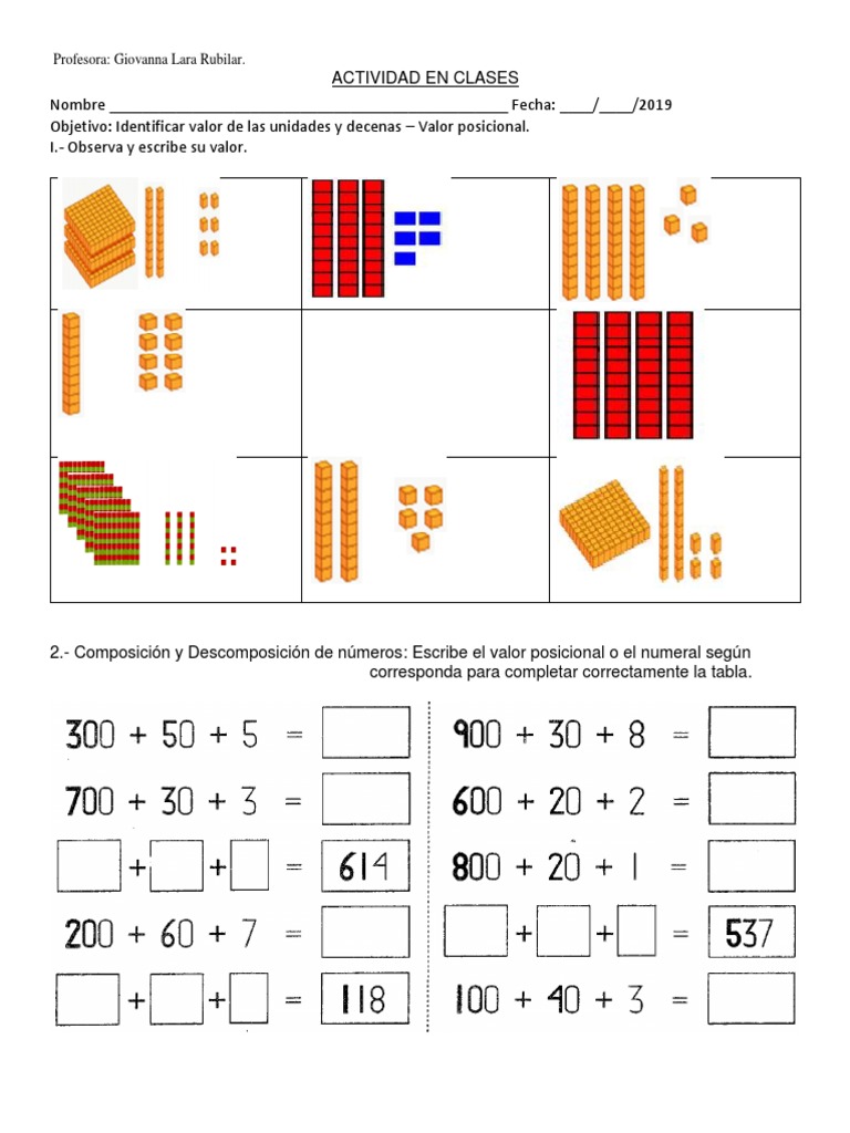 Unidades Decenas Valor Posicional | PDF