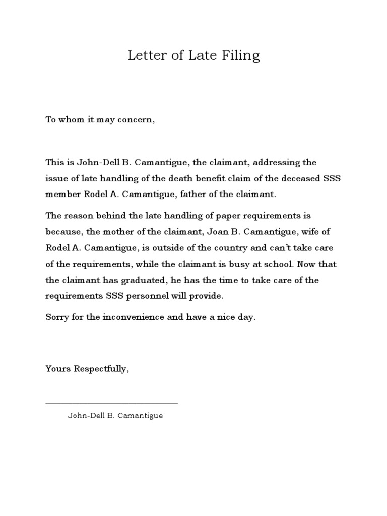 Request for Consideration: Late Submission of Death Benefit Claim Due ...