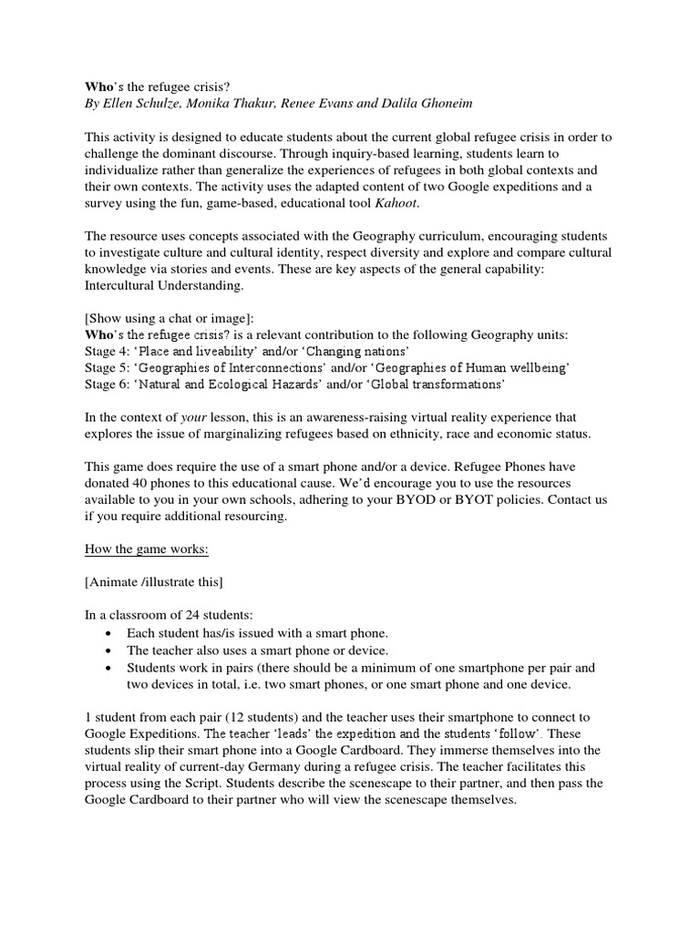 Understanding the Refugee Crisis Through VR | PDF | Discourse | Curriculum
