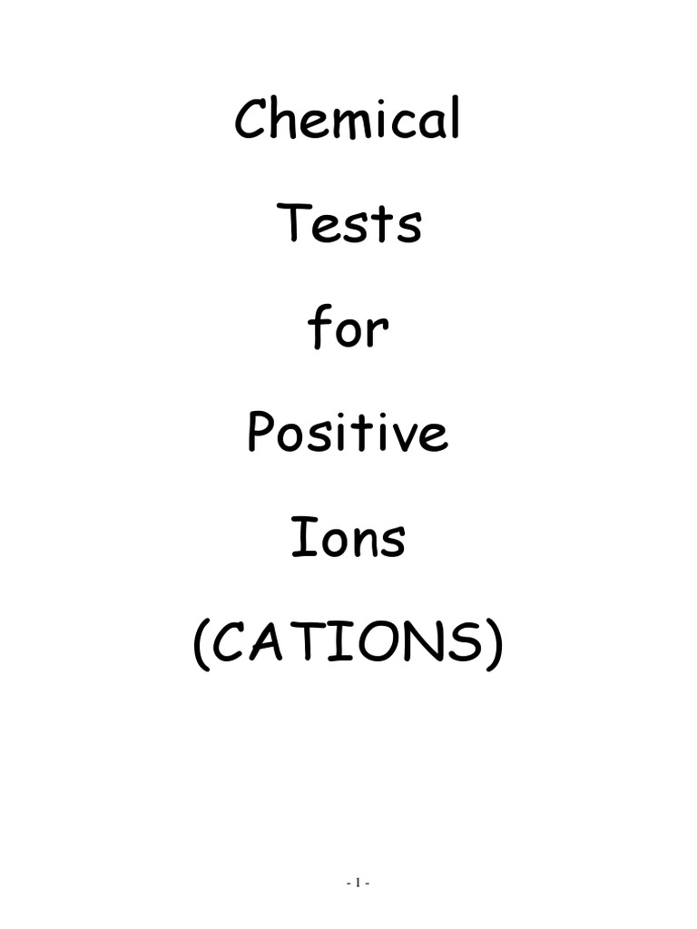 Tests For Cations | PDF | Ammonium | Ion