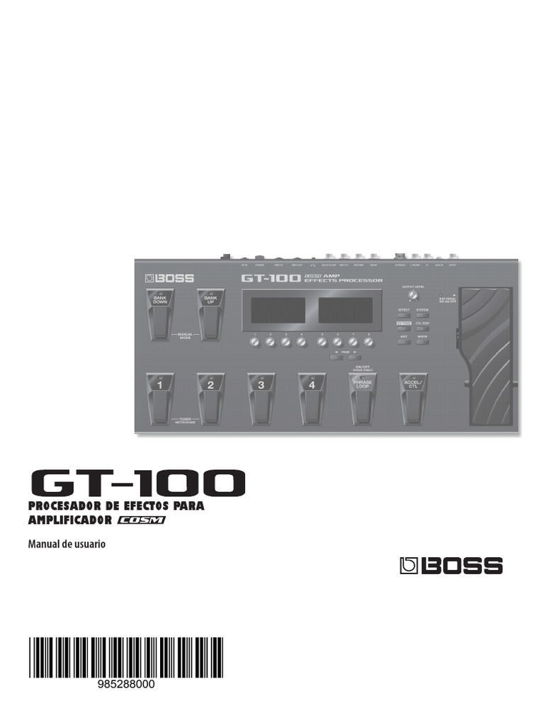 Manual Boss GT 100 Español | PDF | Enchufes y tomas de corriente alterna | Electrónica