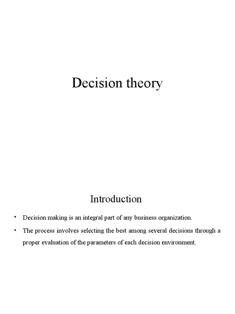 Decision Theory | PDF | Decision Theory | Mathematical And Quantitative Methods (Economics)