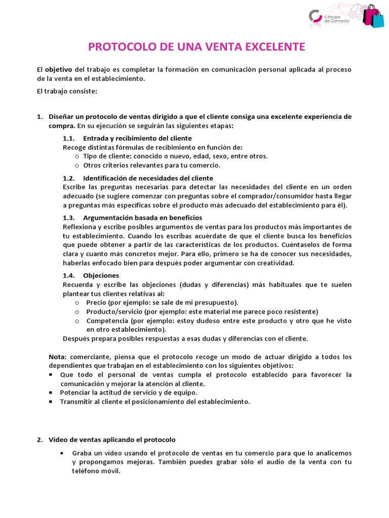 Protocolo de Una Venta Excelente | PDF | Servicio al Cliente | Cliente