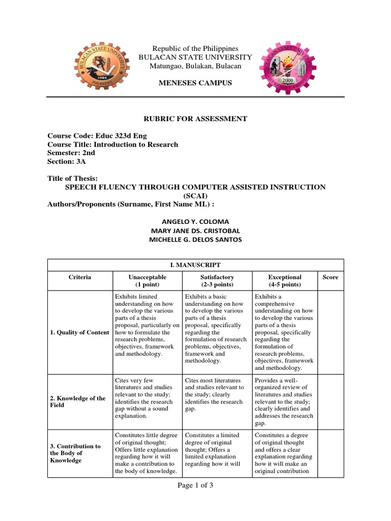 Republic of The Philippines Bulacan State University Matungao, Bulakan ...