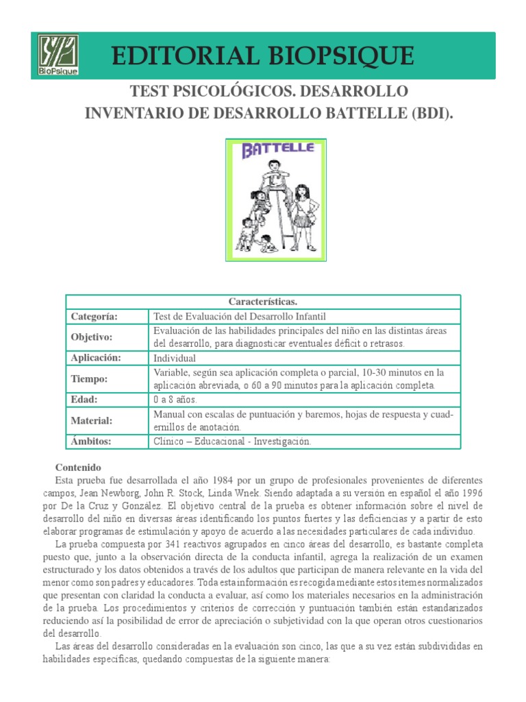 ATD5 Inventario de Desarrollo Battelle BDI | PDF | Espectro autista ...