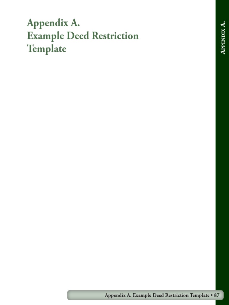 Appendix A. Example Deed Restriction Template | PDF | Covenant (Law ...