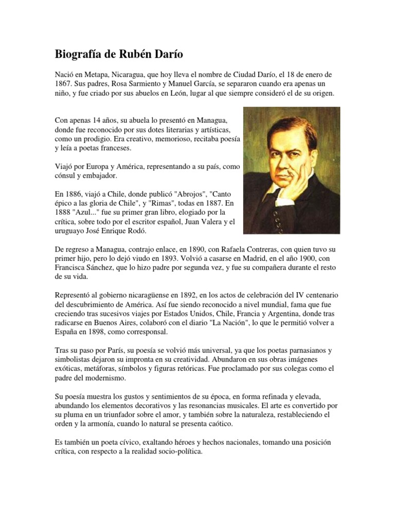7 Biografía de Rubén Darío | PDF