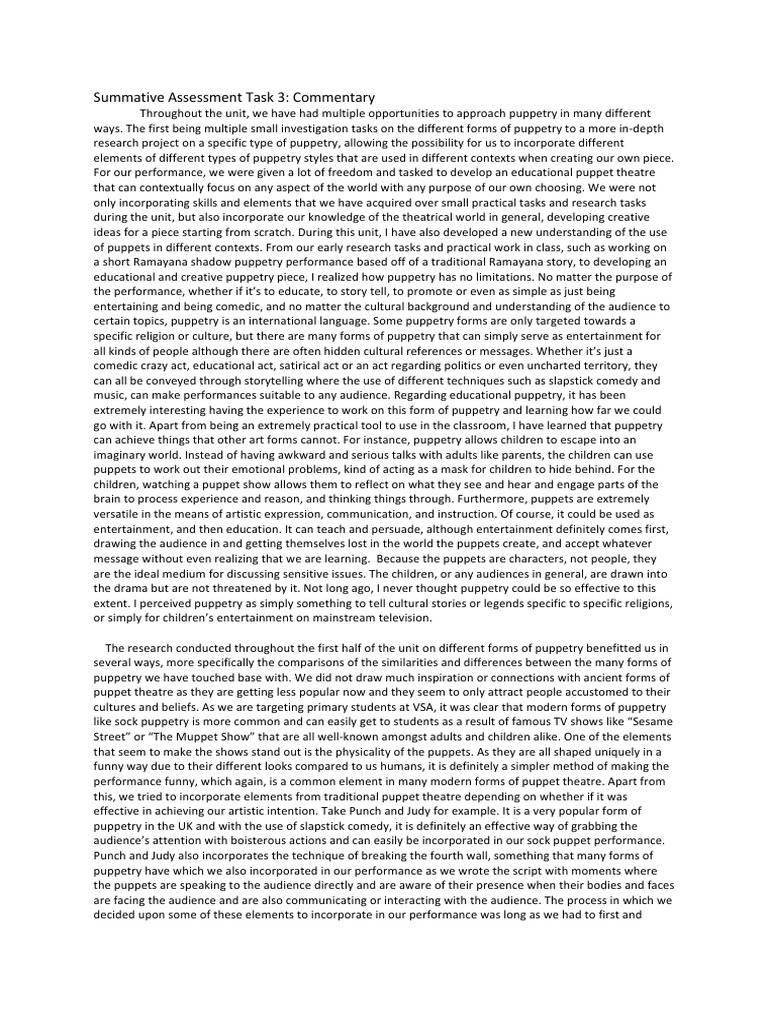 Anthony Lu Drama Puppetry Summative Assessment Task 3 | PDF | Puppetry ...