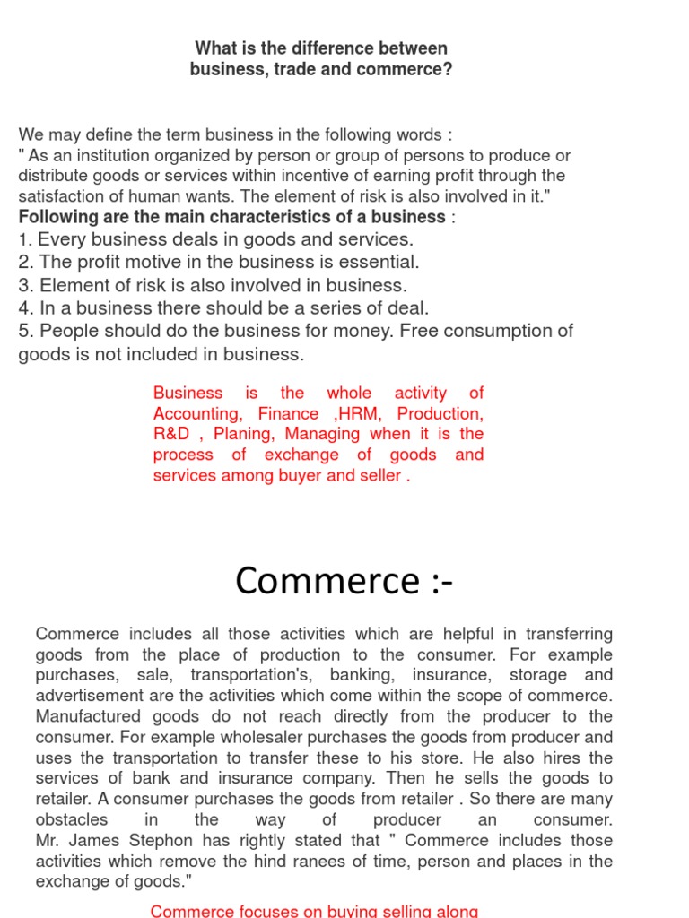Distinguishing Business, Trade, and Commerce | PDF | Sales | Retail