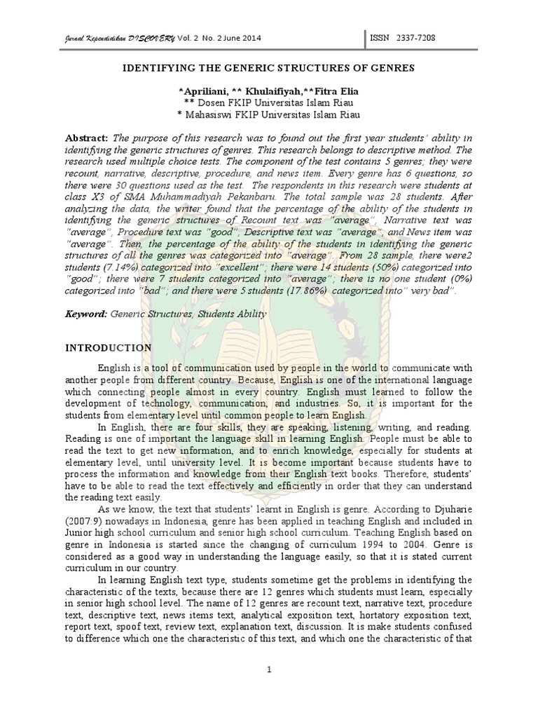 Identifyng The Generic Structure of Genre | PDF | Narrative | Writers