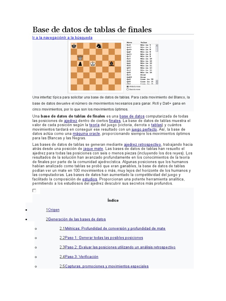 Bases de Datos Ajedrez | PDF | Ajedrez | Teoría de juego