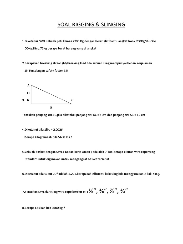 Soal Ujian dan Perhitungan Rigger | PDF