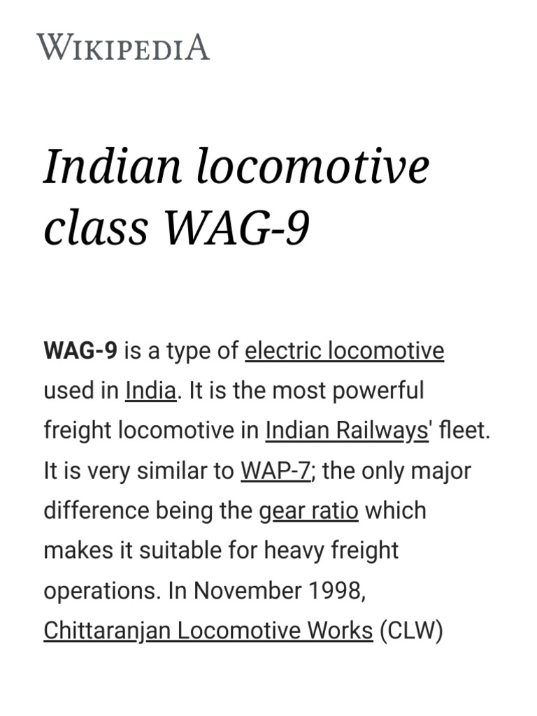 WAG-9 at A Glance | PDF | Rail Transport | Rolling Stock