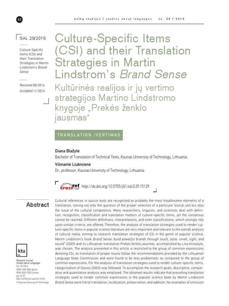 Culture-Specific Items | PDF | Translations | Cross Cultural Communication