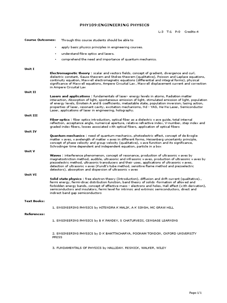 Phy 109 PDF | Download Free PDF | Laser | Optics