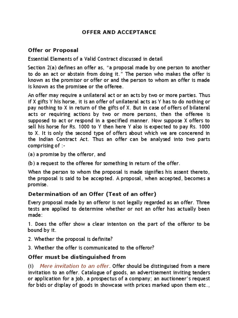 Offer and Acceptance | PDF | Offer And Acceptance | Contractual Term