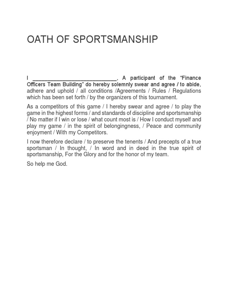 Oath of Sportsmanship for Team Building | PDF | Sports