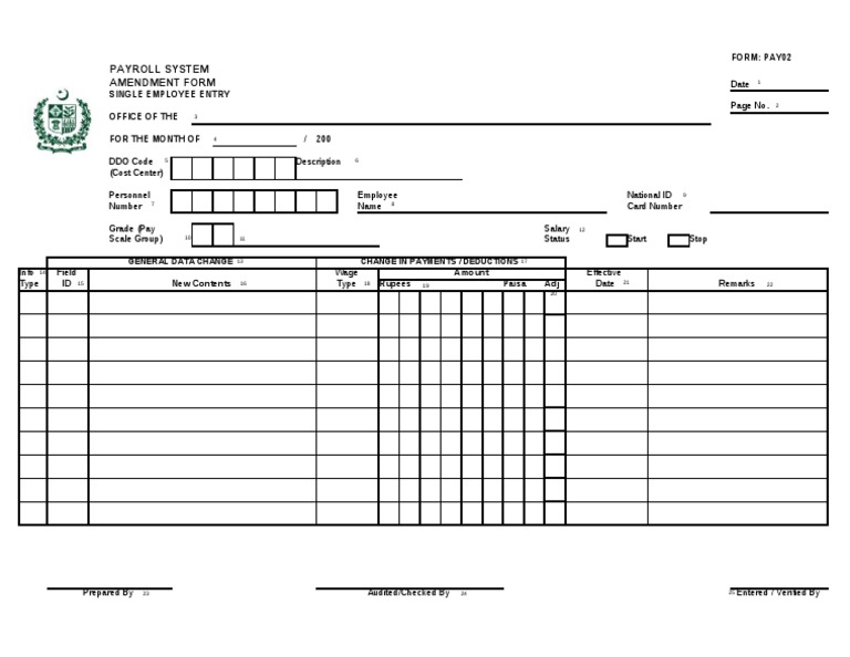 Payroll System Amendment Form | PDF | Payroll | Payments