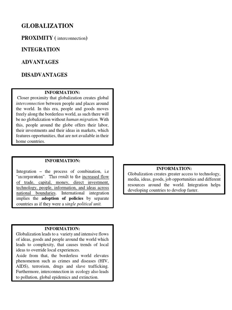 Globalization: Proximity Integration Advantages Disadvantages | Download Free PDF | Economies ...