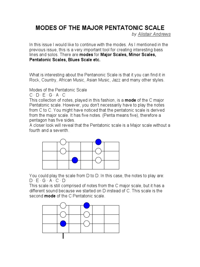 The Major Pentatonic Scale | PDF | Music Theory | Elements Of Music