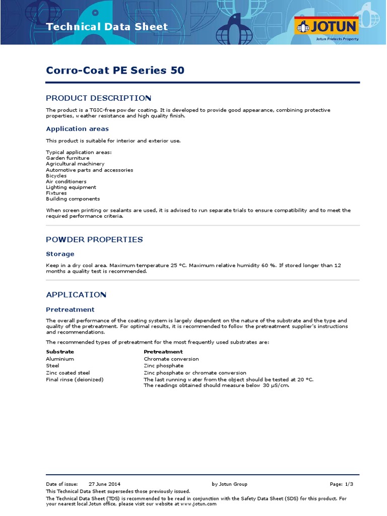 Corro-Coat PE Series 50: Technical Data Sheet | PDF | Materials ...
