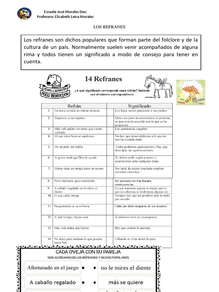Refranes: Significados y Ejemplos | PDF