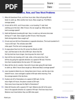 Equations Distance Rate Time Word Problems Hard | PDF | Speed | Train