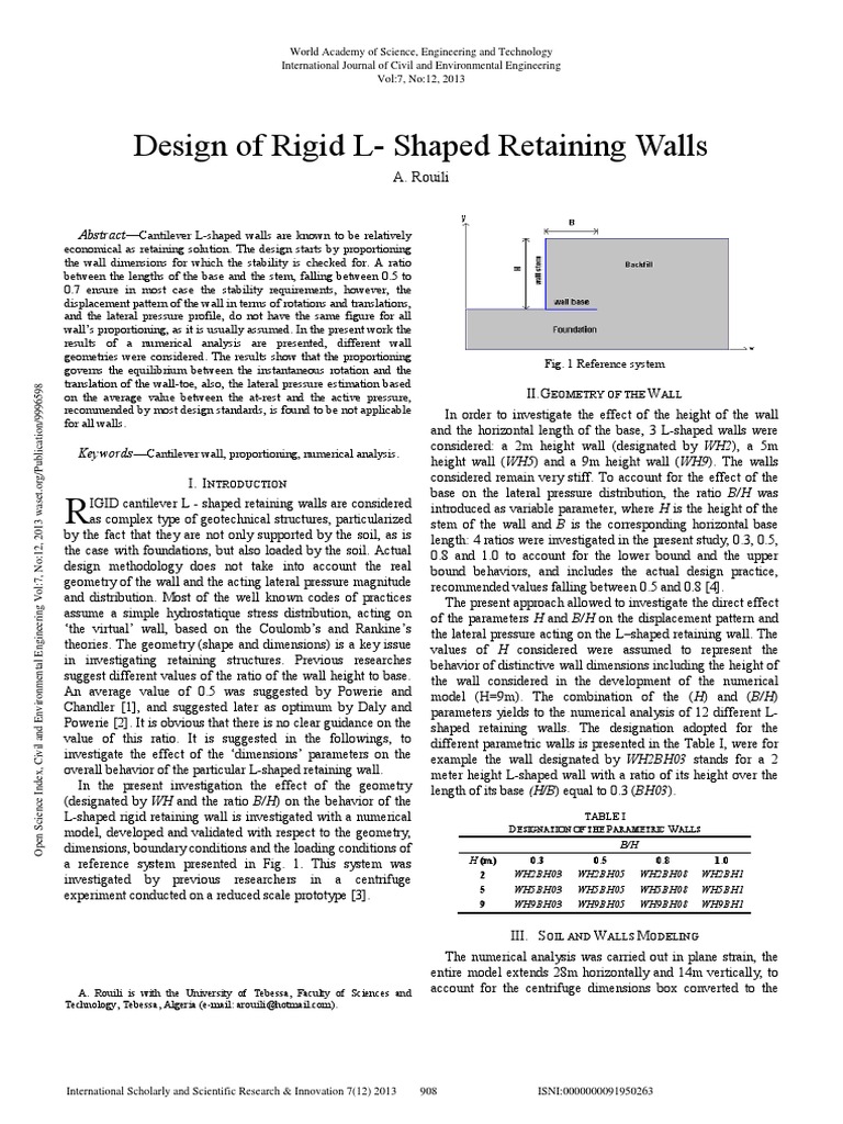 Design of Rigid L Shaped Retaining Walls PDF | Download Free PDF ...