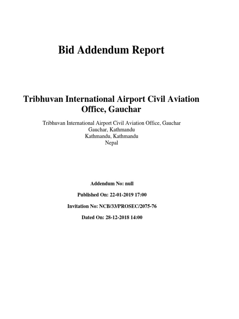 Bid Addendum Report: Tribhuvan International Airport Civil Aviation ...
