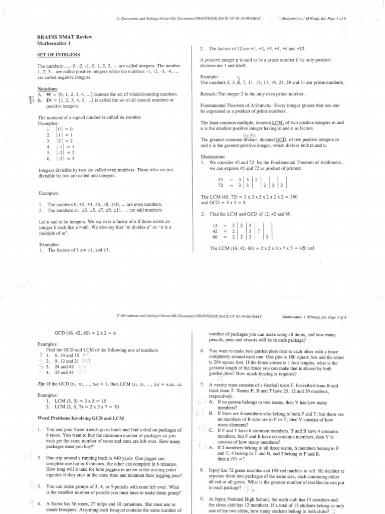 NMAT Math | PDF | Fraction (Mathematics) | Multiplication