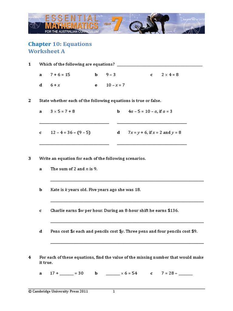 Emac7trp Worksheet 10a | PDF | Algebra | Teaching Mathematics