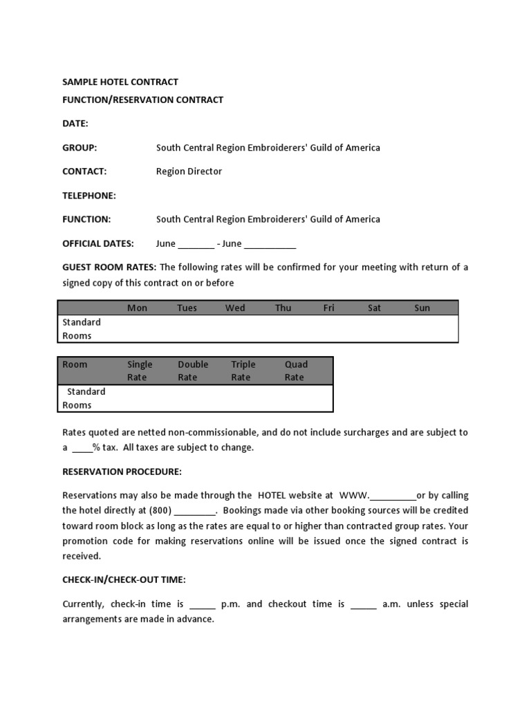Sample Hotel Contract | PDF | Indemnity | Business