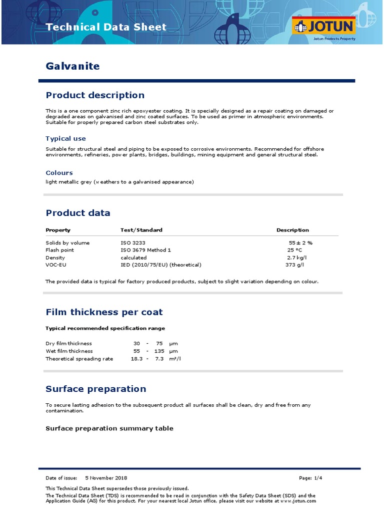 Galvanite: Technical Data Sheet | PDF | Galvanization | Chemistry