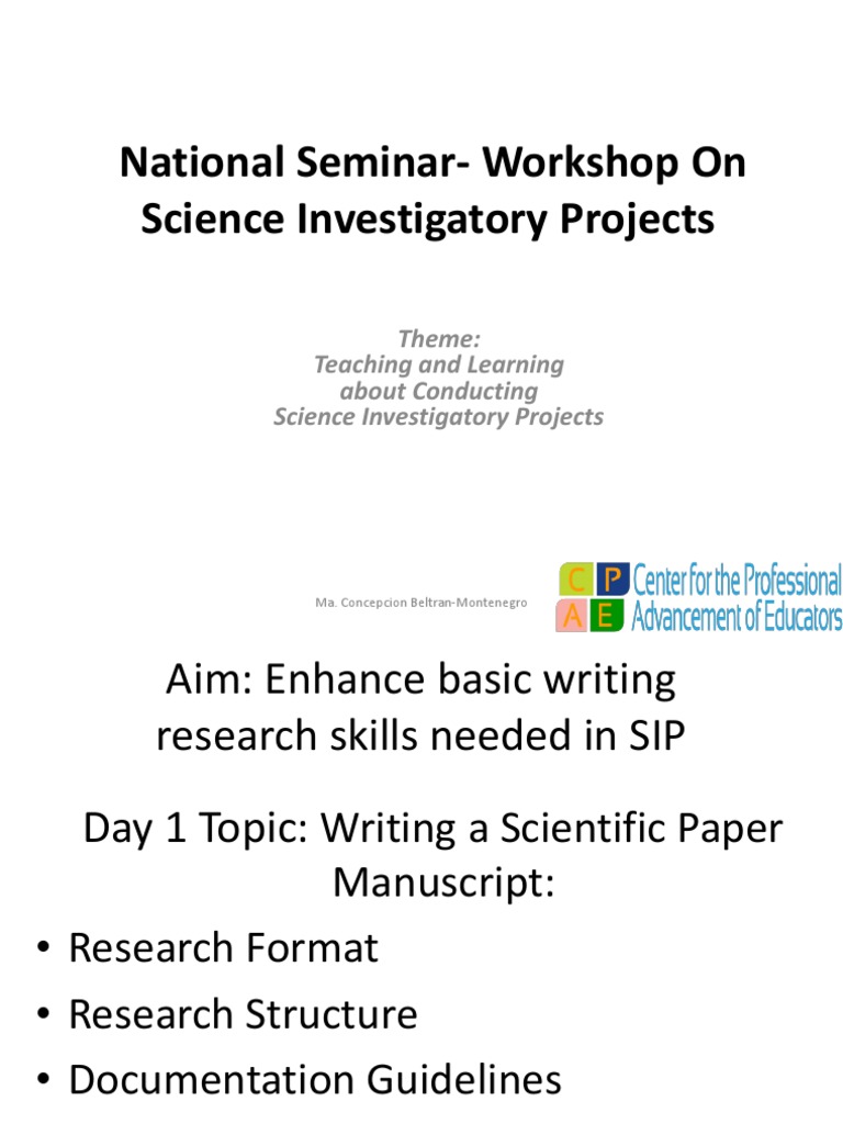 Teaching and Learning Science Investigatory Projects Workshop | PDF ...