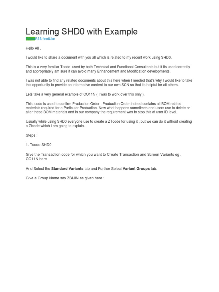 SAP Learning SHD0 With Example | PDF | Menu (Computing) | Computing