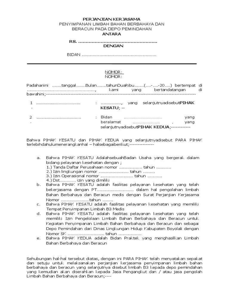 Contoh Mou Limbah Depo Pemindahan Pdf