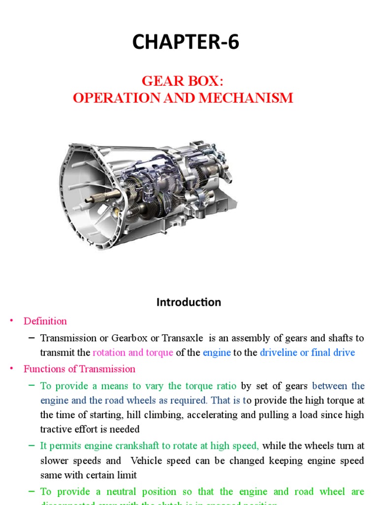 Chapter-6: Gear Box: Operation and Mechanism | PDF | Manual ...