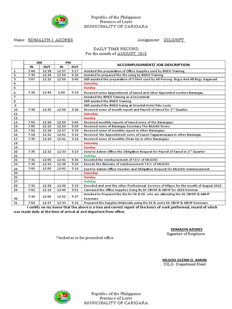 DTR Form | PDF | Government | Business