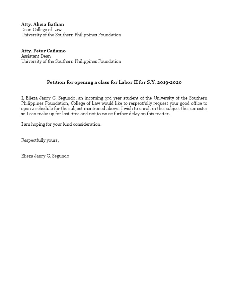 Petition Letter | PDF