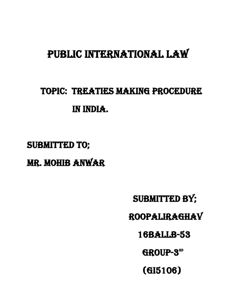 Treaty-Making Procedure in India | PDF | Treaty | Ratification