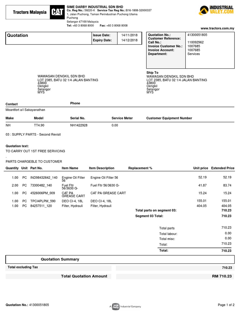 Wawasan Dengkil BKT Beruntung 2ndfree SVC SC92962 Quotation PDF | PDF ...