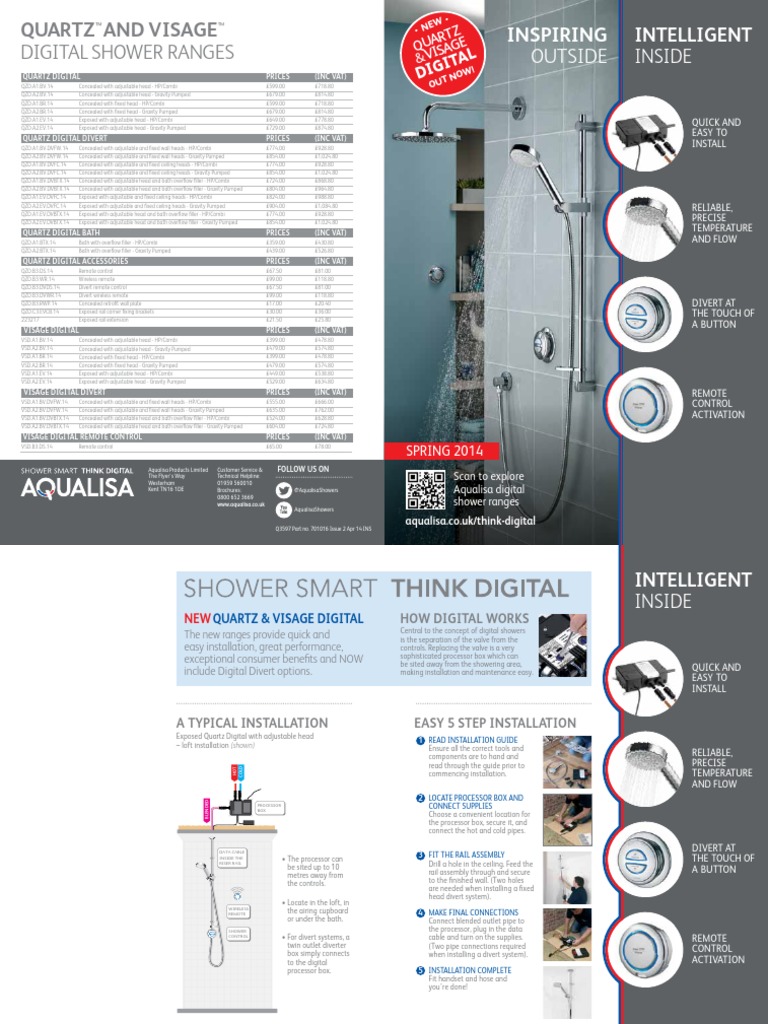AQUALISA Quartz and Visage Digital Showers - Features Brochure | PDF ...