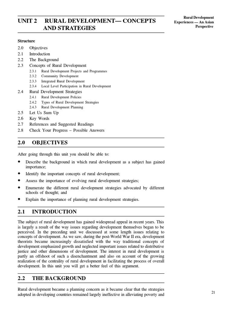Rural Development - Concept and Strategies PDF | PDF | Economic ...