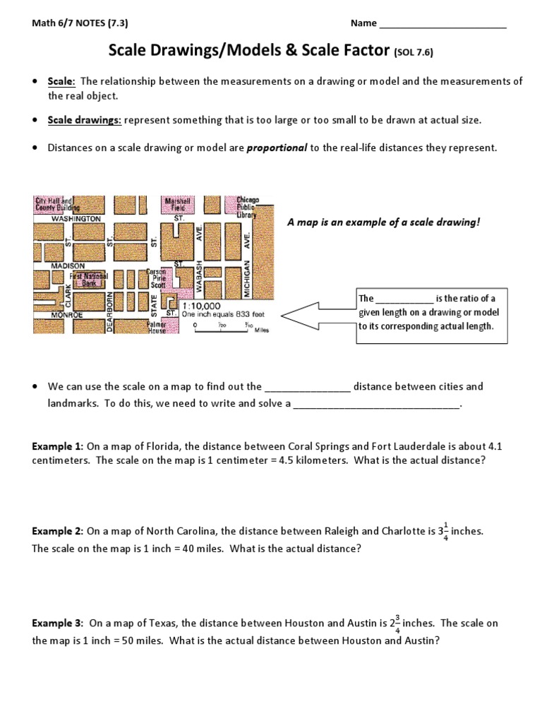 7.3 NOTES N HW - Scale Drawings Models N Scale Factor | PDF | Foot ...