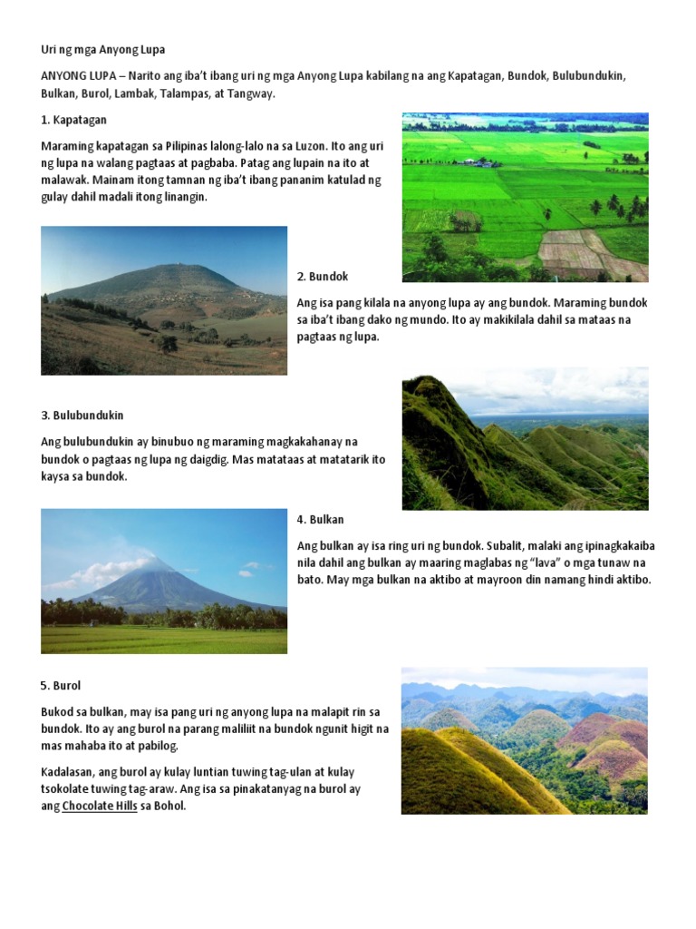 Uri NG Mga Anyong Lupa | PDF